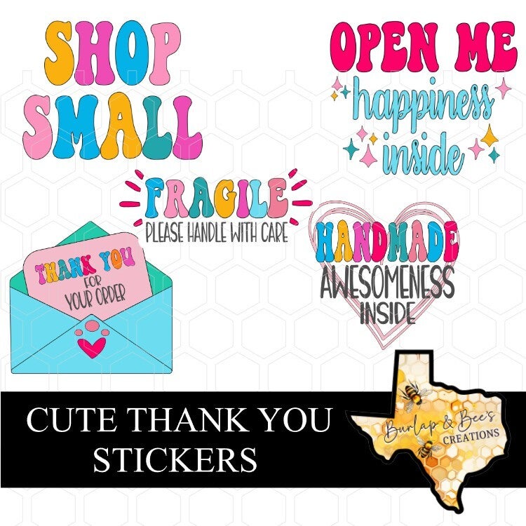 CUTE PACKAGING STICKERS | BURLAP & BEE'S CREATIONS